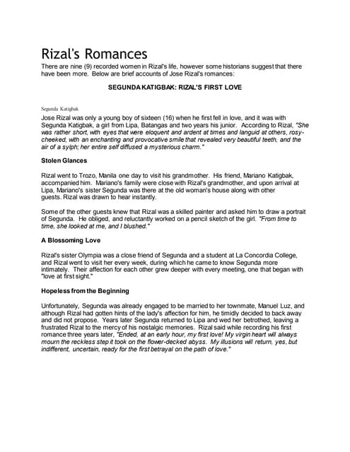 Jose Rizal: As a Lover | PPTX