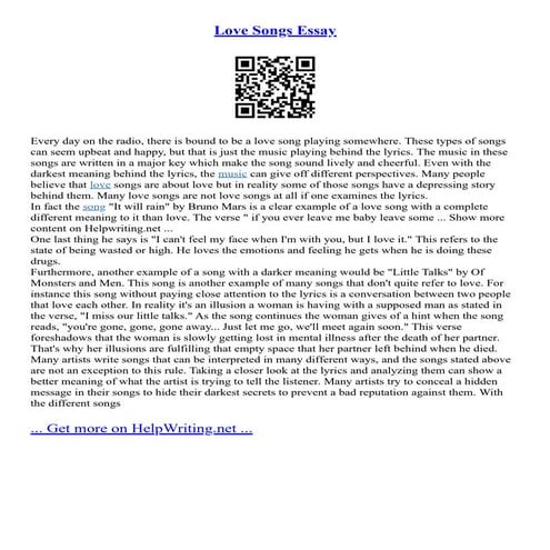 Love Songs Essay | PDF