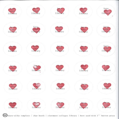 Love Your Library Button Template: With Hearts | PDF
