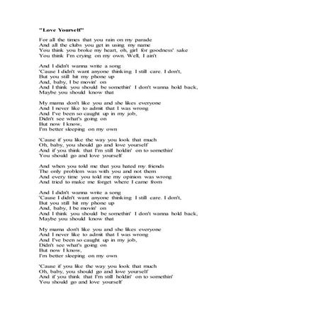 Justin bieber Love yourself | DOCX