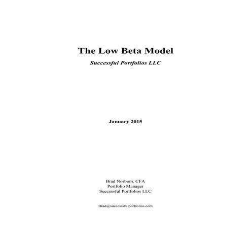 Exploiting the Low Volatility Anomaly: A Low Beta Model Portfolio for ...
