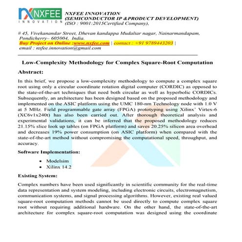 Low Complexity Methodology For Complex Square Root Computation Pdf