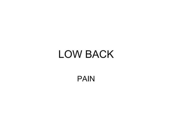 Differential Diagnosis of Lower Back Pain | PPT