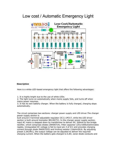 Automatic emergency light using led ppt | PPTX