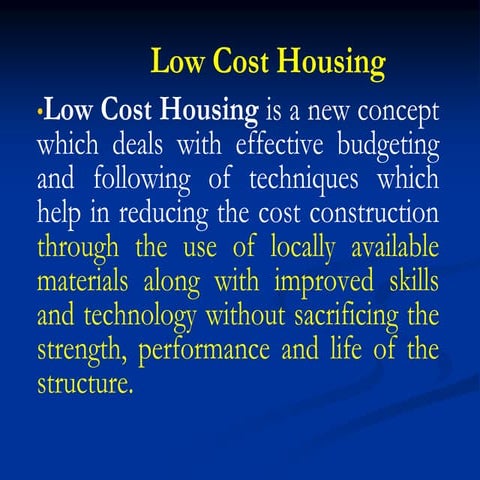 Low cost housing | PPTX