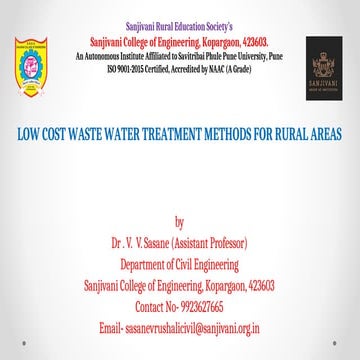 Low Cost Waste Water Treatment Methods for Rural Areas: Oxidation Ponds ...