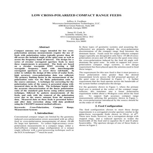 Low cross polarized compact range feeds | PDF