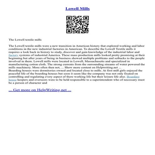 Lowell Mills | PDF