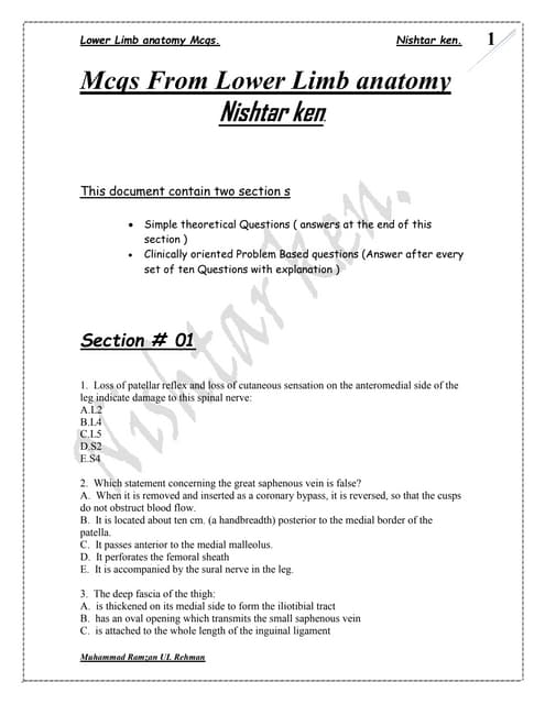Anatomy mcqs thorax | DOC