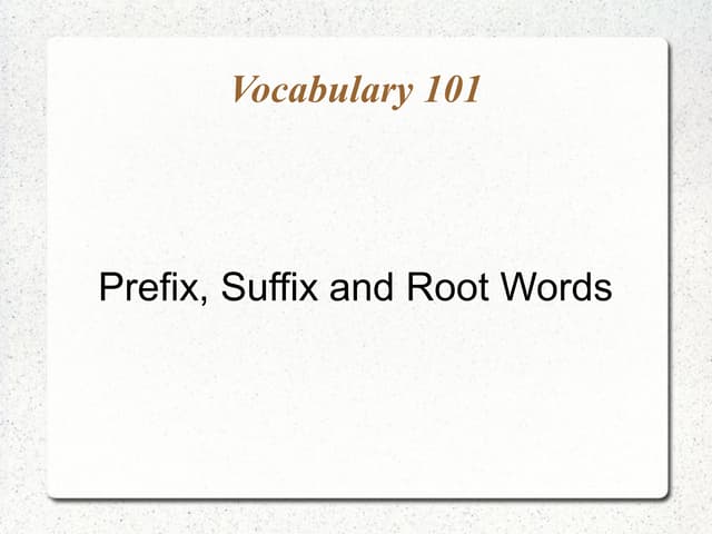 Prefixes and suffixes ppt | PPTX