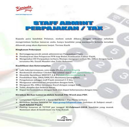 Staff Admin Pajak | PDF