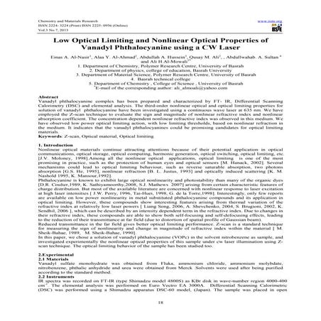 Low optical limiting and nonlinear optical properties of vanadyl ...
