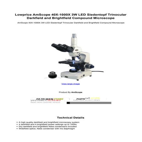 Lowprice am scope 40x 1000x 3w led siedentopf trinocular darkfield and ...