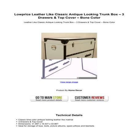 Lowprice leather like classic antique looking trunk box 3 drawers top ...