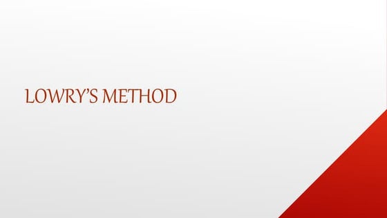 Lowry method for protein estimation | PDF | Chemistry | Science