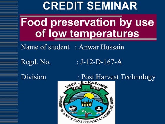 Preservation of food by low temperature | PPT