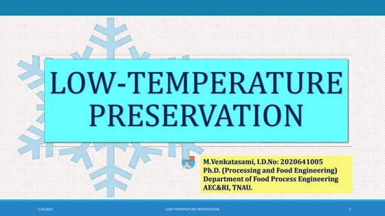 Preservation of food by low temperature | PPT