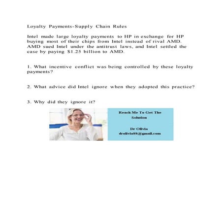 Loyalty Payments-Supply Chain RulesIntel made large loyalty paym | DOCX