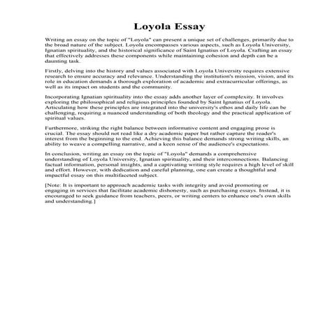 Loyola Essay. Loyola marymount essay help - Writing Your Admissions ...