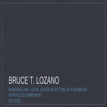 Legal issues in setting up a Business | PPT