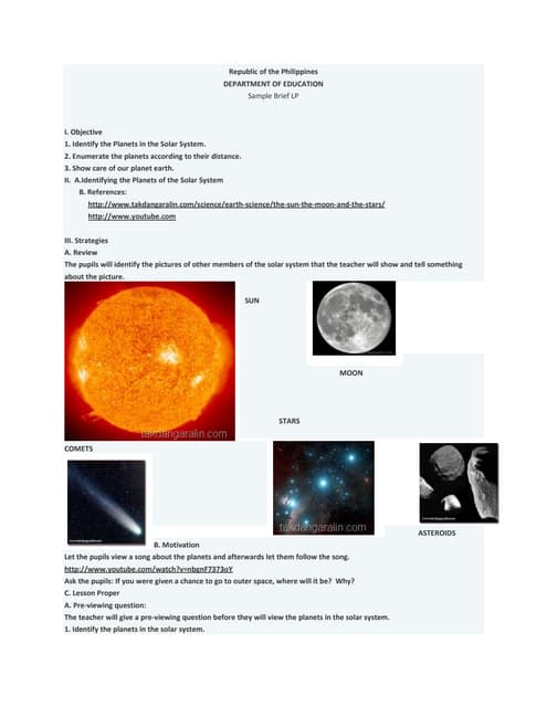 THE GRADE- 6 COT- SOLAR SYSTEM LESSON PLAN | PDF