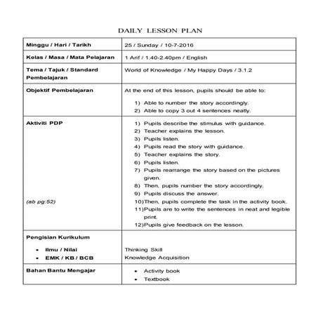 Lesson Plan Year 1 | DOCX