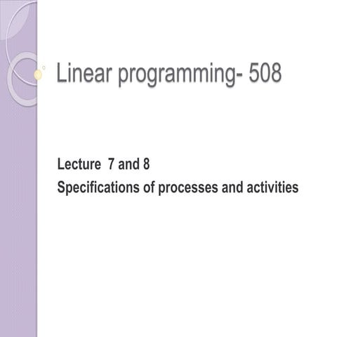Linear Programming Lecture 7 And 8 Ppt