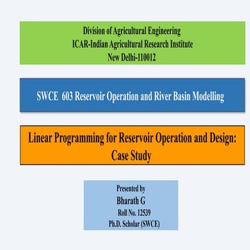 linear programming for reservoir operation | PPT
