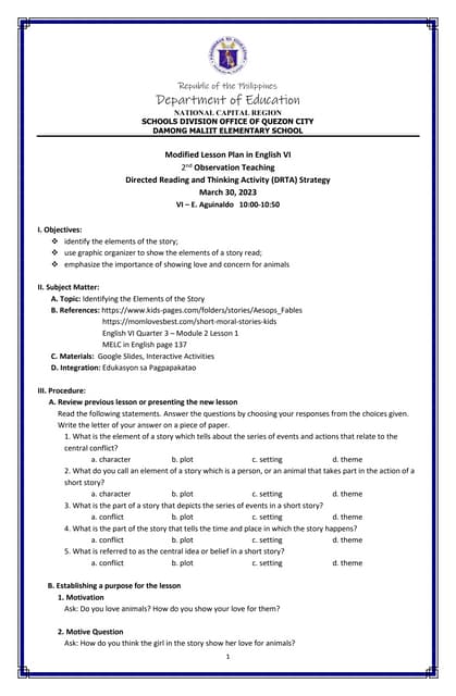 Noting details lesson plan | PDF
