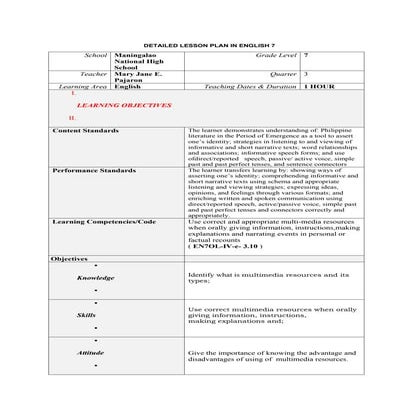 LP-ENGLISH-7 for the teachers in their lesson | DOCX