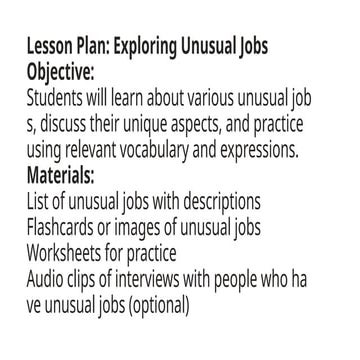 English As a Second Language Lesson Plan - Exploring Unusual Jobs.pptx