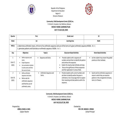 LP-Math-10-Week-1-2.pdf | Homework and Study | Education