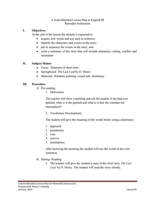 A detailed lesson plan in english 3 | PDF