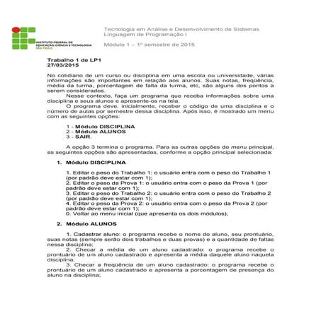 Lp1 ads-trabalho1 | PDF