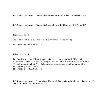 LP1 Assignment Financial Statements Is Due 4 March 17LP2 .docx | Business Accounting & Finance ...
