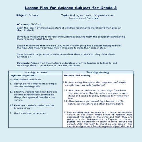 observation lesson plan Science 5 Conductors and insulators | DOCX
