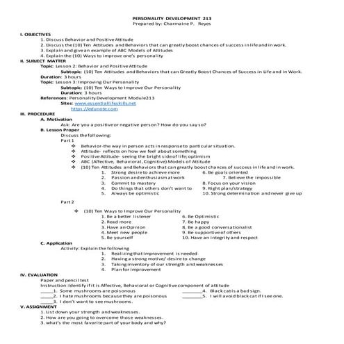 SDLP PERDEV 2- POSITIVE ATTITUDE | PDF