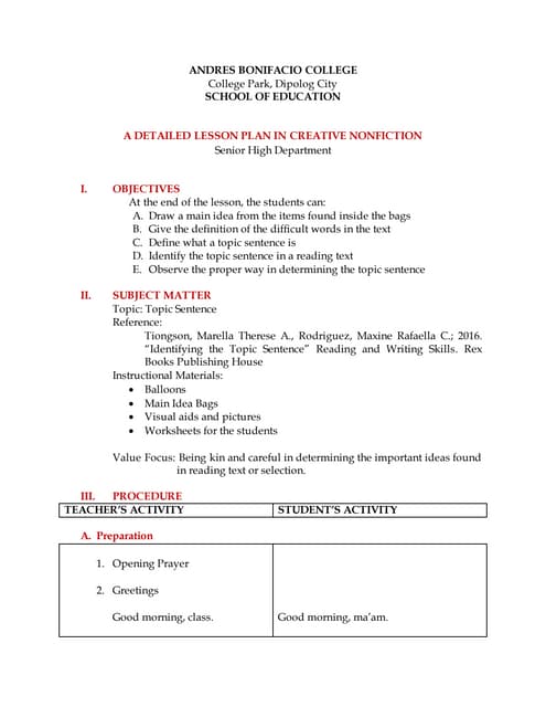 Lesson plan- simple sentences | PDF