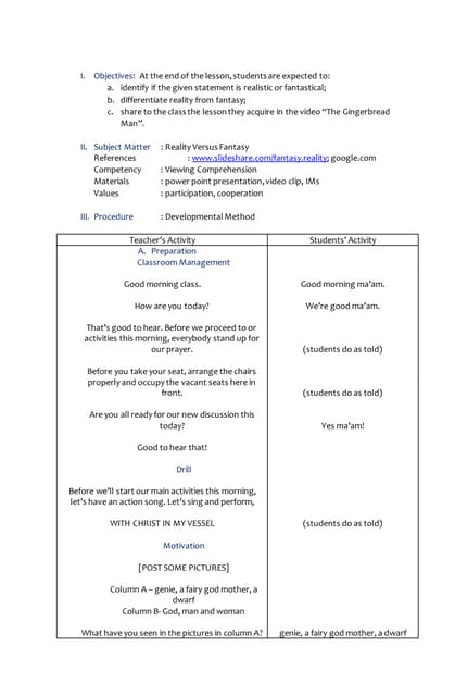 DEMONSTRATION LESSON IN ENGLISH 4 MATATAG CURRICULUM | PDF