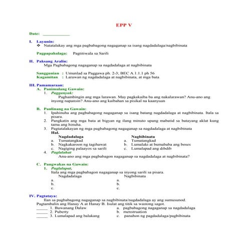 Detalyadong Banghay Aralin sa EPP 5 | DOCX