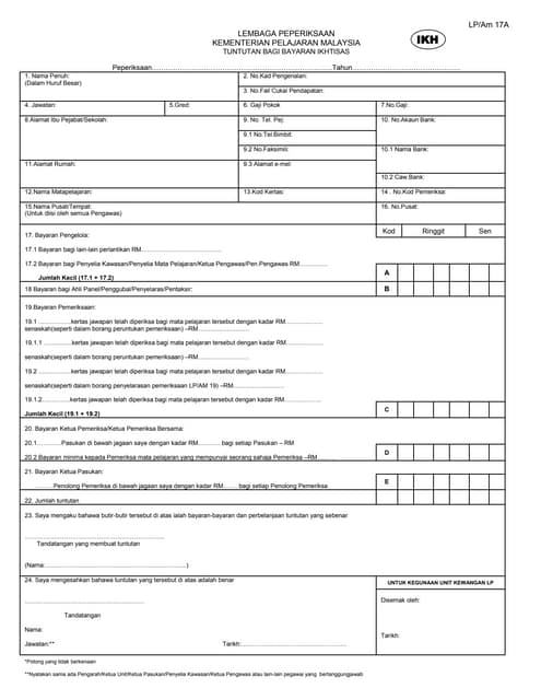 2011 borang lp am 17 tnt | PDF