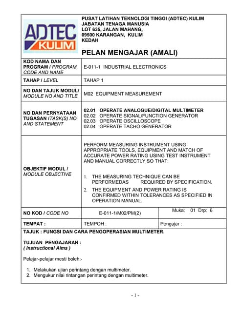 Contoh plan mengajar amali | PDF