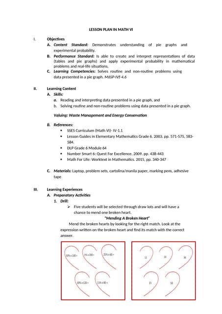 A detailed lesson plan in math grade 1 | DOCX | Education