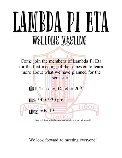 Lambda Pie Eta End of Semester Flyer | DOCX