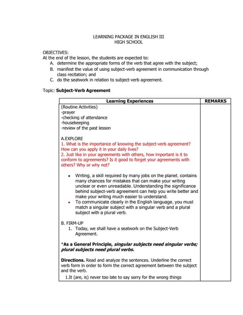 Detailed Lesson Plan for English (Language) Grade 6 | DOCX