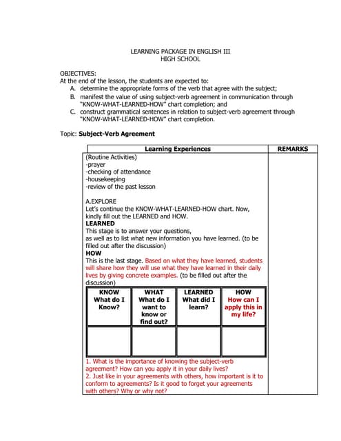 Detailed Lesson Plan for English (Language) Grade 6 | DOCX