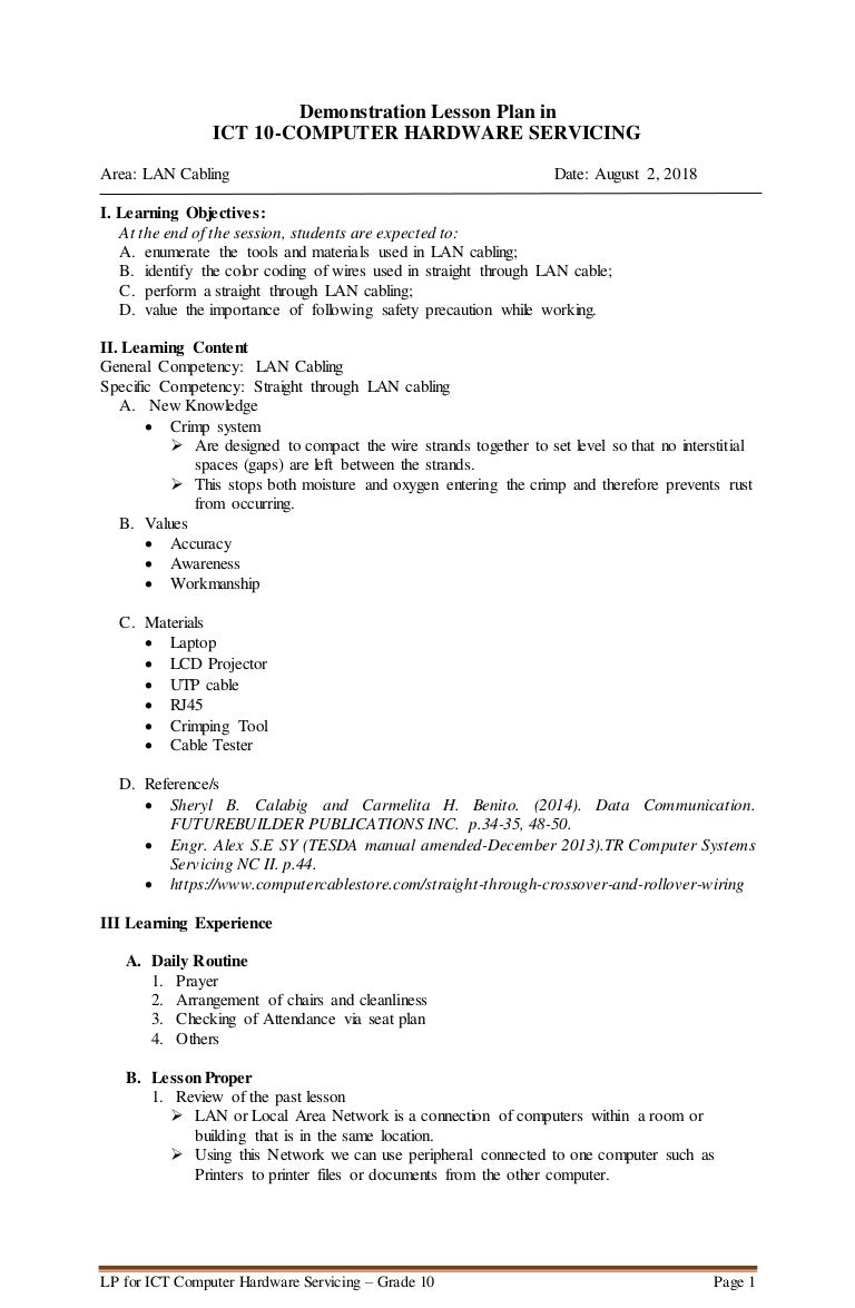 Ict 10 Lesson Plan 6670