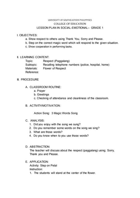 GRADE 4 ESP LESSON PLAN | DOC