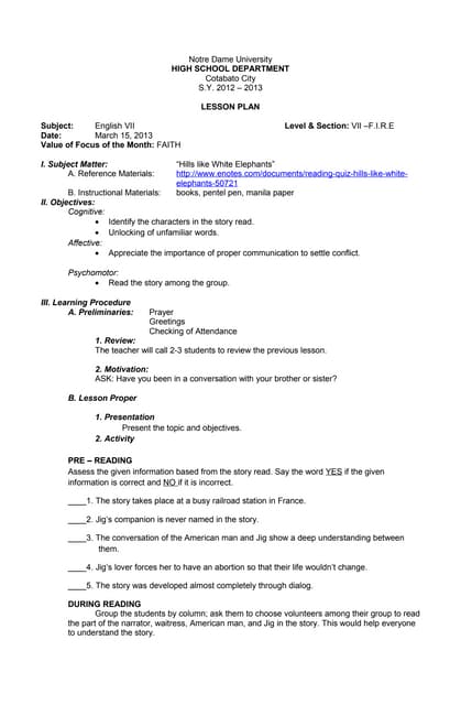 Hills like white elephants by ernest hemingway | PPTX