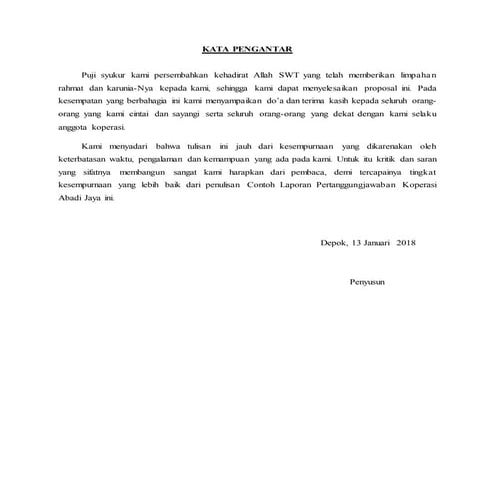 Contoh Laporan Penanggungjawaban Kelompok 3 Koperasi Abadi Jaya | DOCX